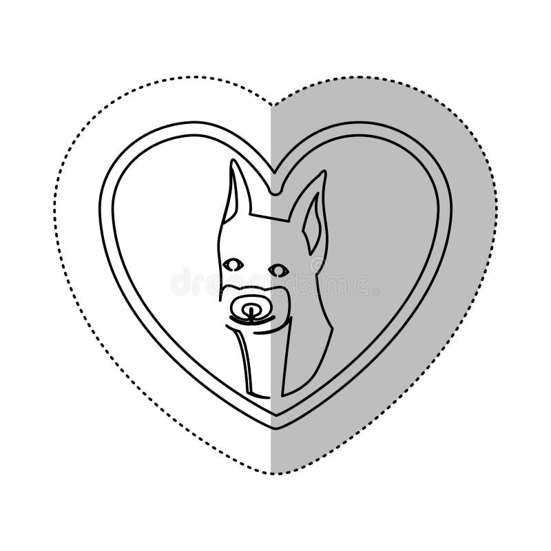 Monochrome Contour with Middle Shadow Sticker with Doberman Pinscher ...