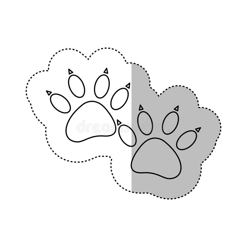 Monochrome Contour Middle Shadow Sticker with Dog Footprint Stock ...