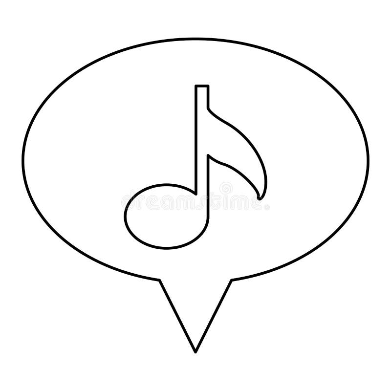 Monochrome Contour of Oval Speech with Musical Note Icon Stock ...