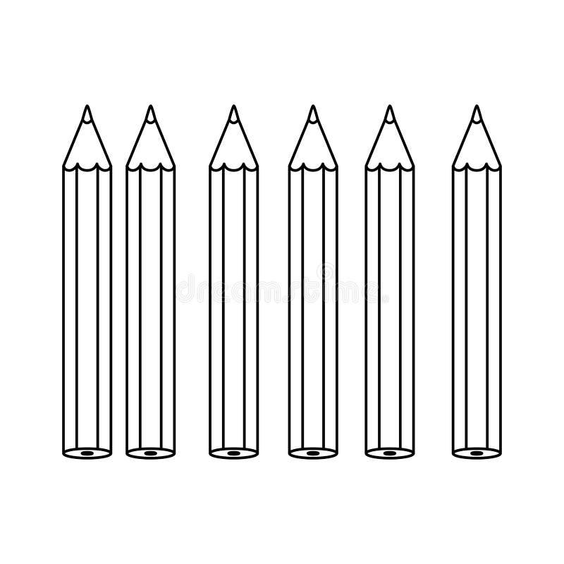 Monochrome Contour with Pencils Set Stock Vector - Illustration of ...
