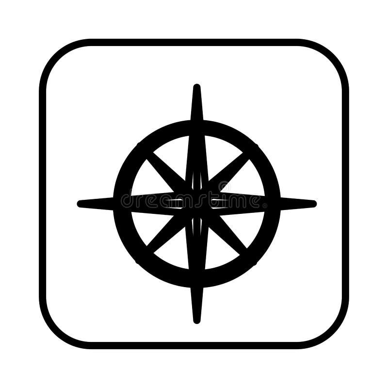 Monochrome Contour Square with Compass Icon Stock Illustration ...