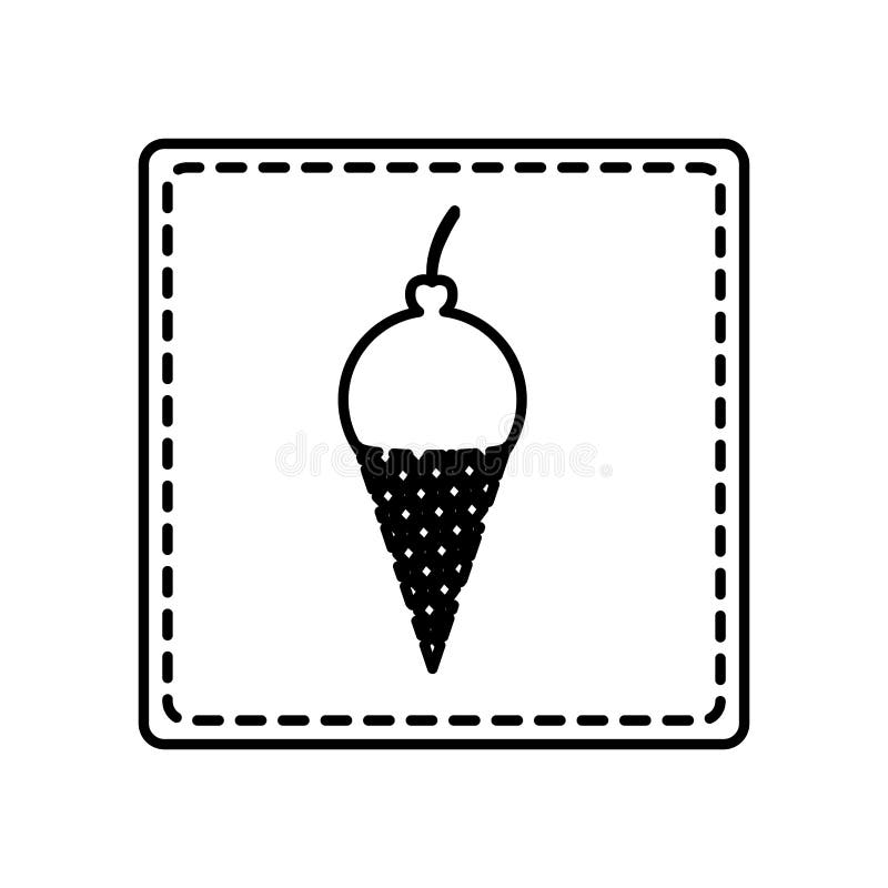 Monochrome Contour Square and Dotted Line with Ice Cream Cone Stock ...