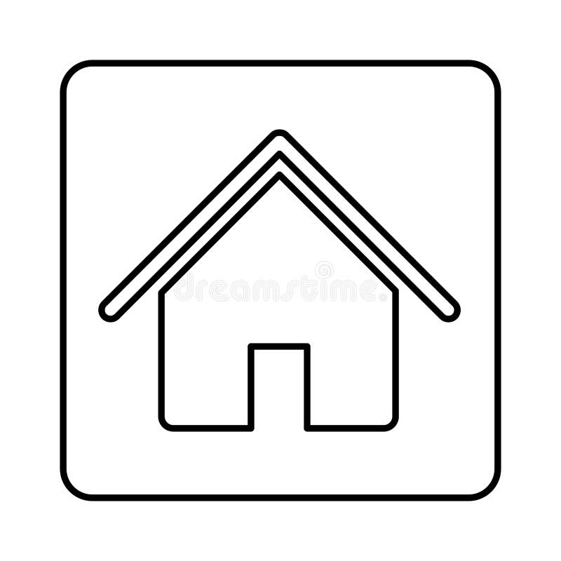 Monochrome Contour Square with House Icon Stock Illustration ...