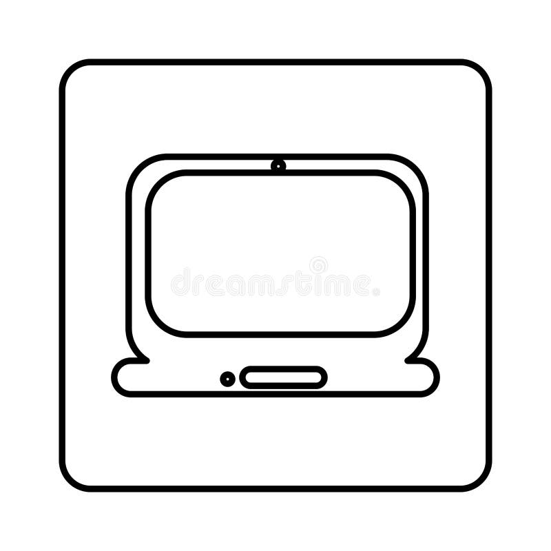 Monochrome Contour Square with Laptop Computer Icon Stock Illustration ...
