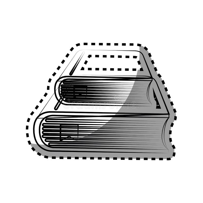 Monochrome Contour Sticker with Books Stock Vector - Illustration of ...
