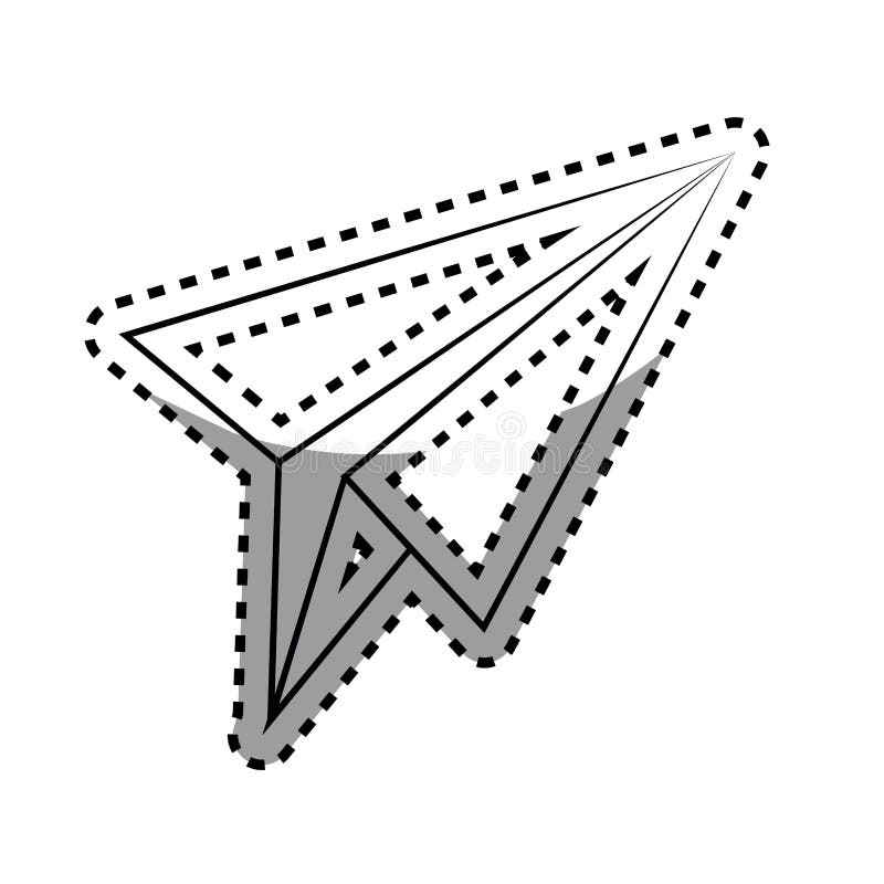 Monochrome Contour Sticker with Paper Airplane Stock Vector ...