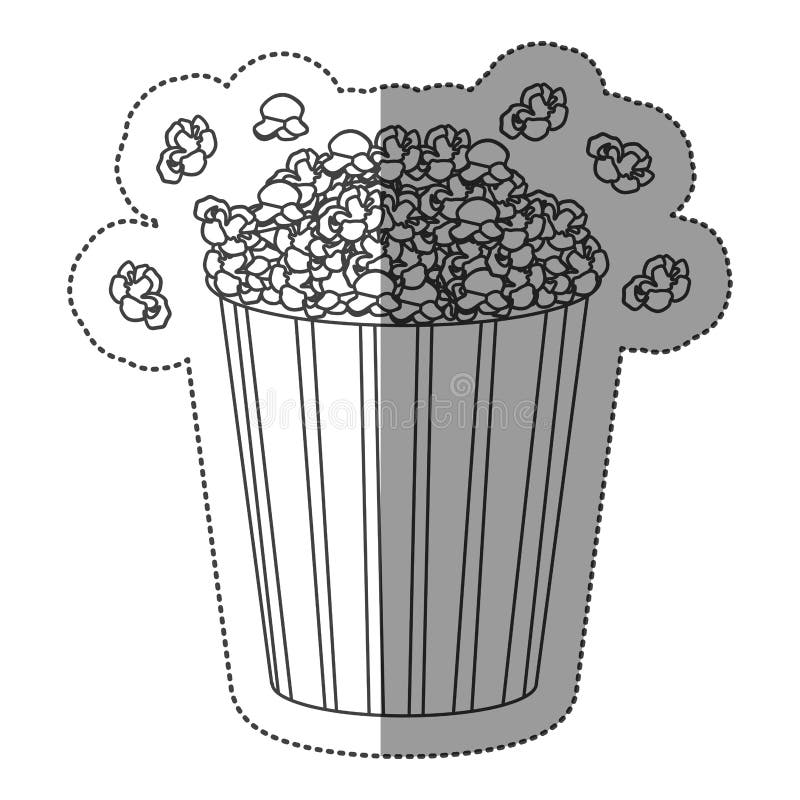 Monochrome Contour Sticker with Popcorn Stock Illustration ...