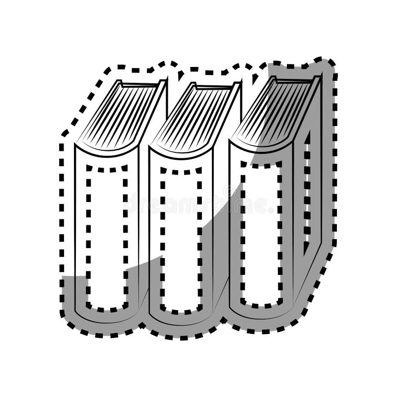 Monochrome Contour Sticker with Standing Books Stock Vector ...