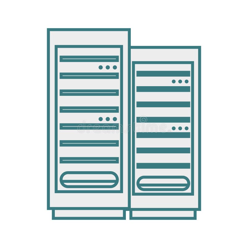 Monochrome Contour with Tower Server Stock Vector - Illustration of ...