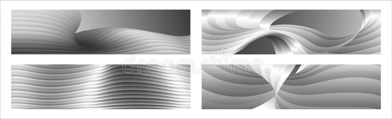 Monochrome Cover Design, Abstract Background. Wavy Silver Parallel ...