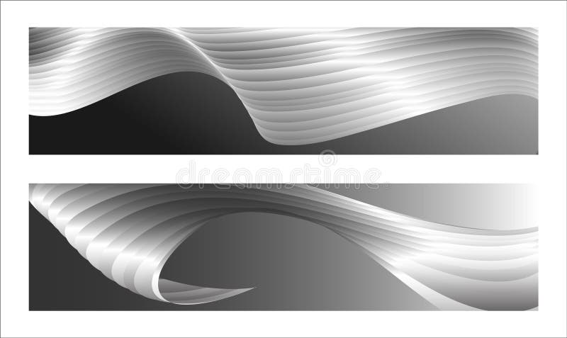 Monochrome Cover Design, Abstract Background. Wavy Silver Parallel ...