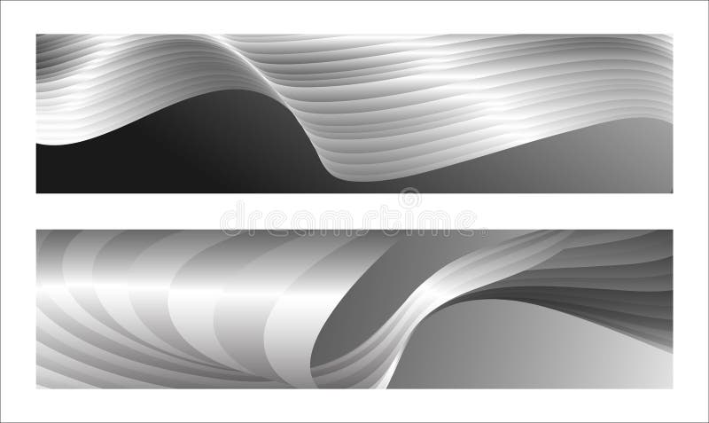 Monochrome Cover Design, Abstract Background. Wavy Silver Parallel ...