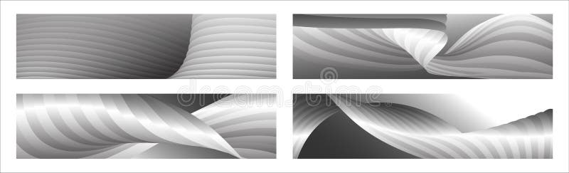 Monochrome Cover Design, Abstract Background. Wavy Silver Parallel ...
