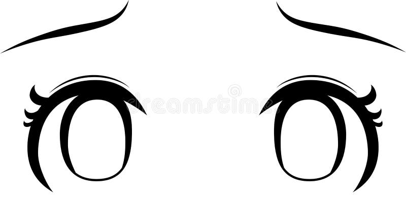 Monochrome Cute Anime Style Eyes With A Sad Expression Stock Vector Illustration Of Look