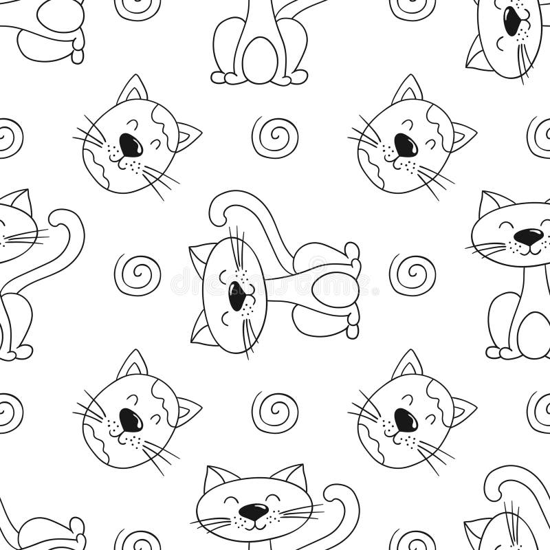 Monochrome Cute Pattern. Pattern for Textiles in Hand Draw Style Stock ...