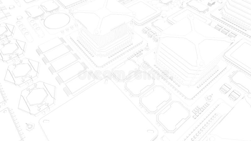 Monochrome 3d Illustration in White with Outline Lines Stock ...