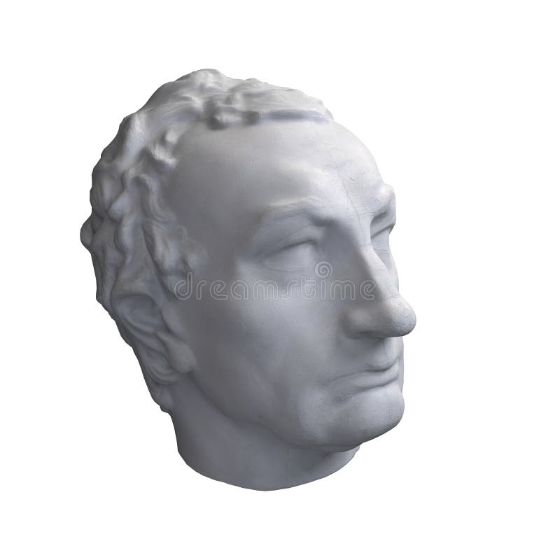 Monochrome 3D Rendering Illustration of Head Bust Classical Sculpture ...