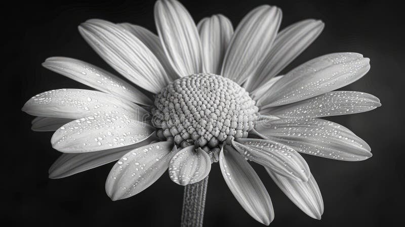 Single Daisy Delicate Details in Stark Monochromatic Tones Stock ...