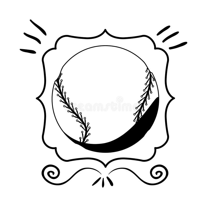 Monochrome Decorative Frame with Baseball Ball Stock Vector ...