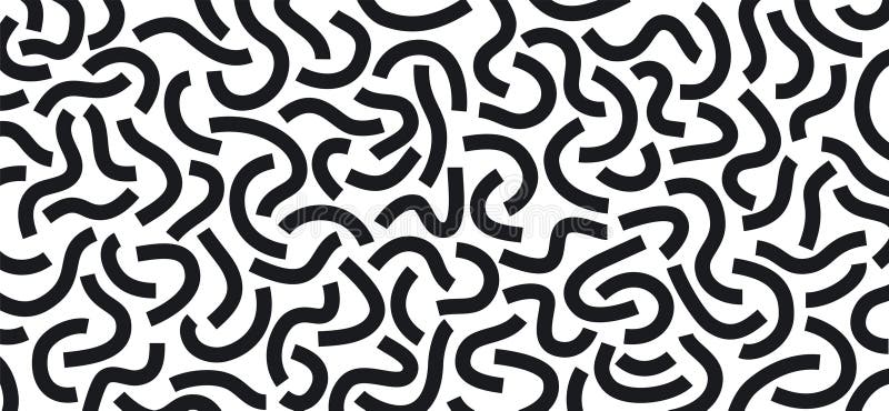 Monochrome Doodle Pattern. Funny Monochrome Pattern. Curved Lines on ...