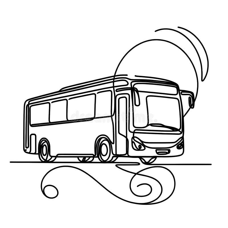 A Monochrome Drawing Depicting a Bus Against a Plain White Backdrop ...