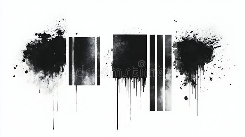 Monochrome Dripping Paint Splatter on White Background Stock ...