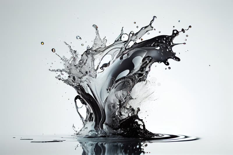 Monochrome Dynamic Water Splash Abstract Art with Vivid Contrast and ...