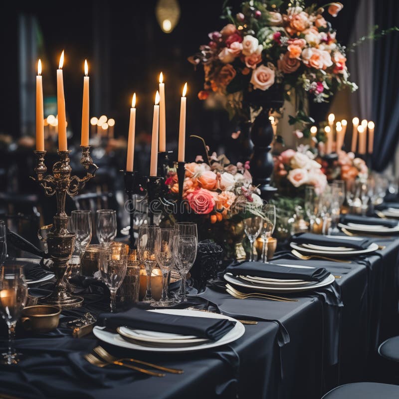 Monochrome Elegance: Chic Table Setting with Black and White Plates and ...
