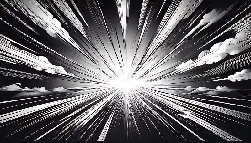 Monochrome Explosion with Sharp Edged Sunburst Rays Radiating in a ...