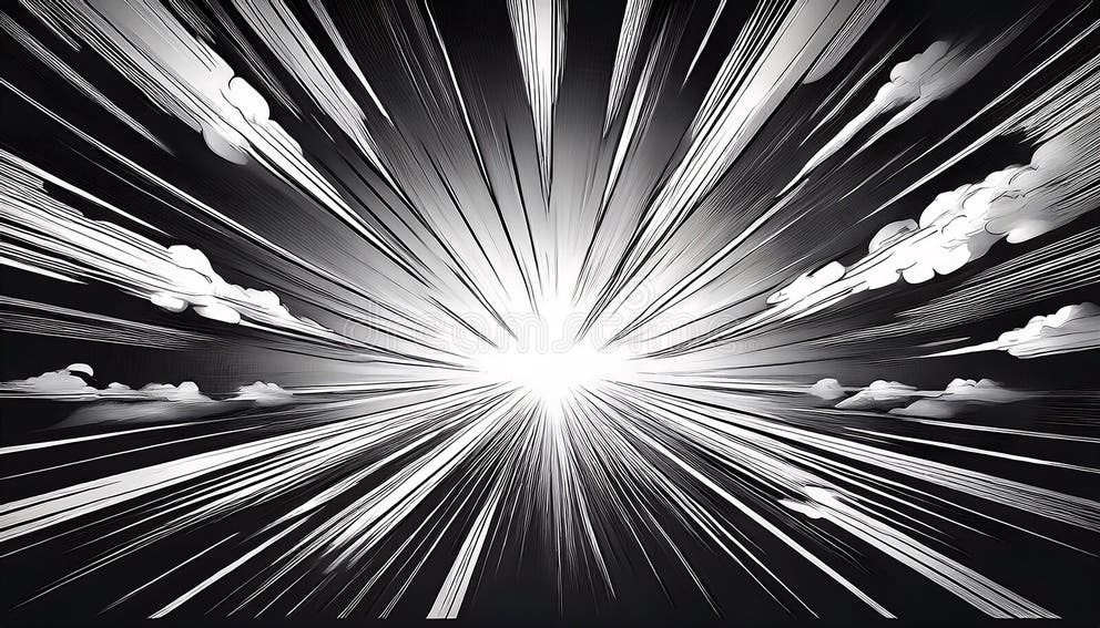 Monochrome Explosion with Sharp Edged Sunburst Rays Radiating in a ...