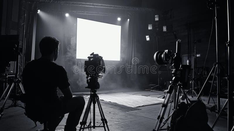 Monochrome Film Studio Setup with Professional Cameras Stock Photo ...