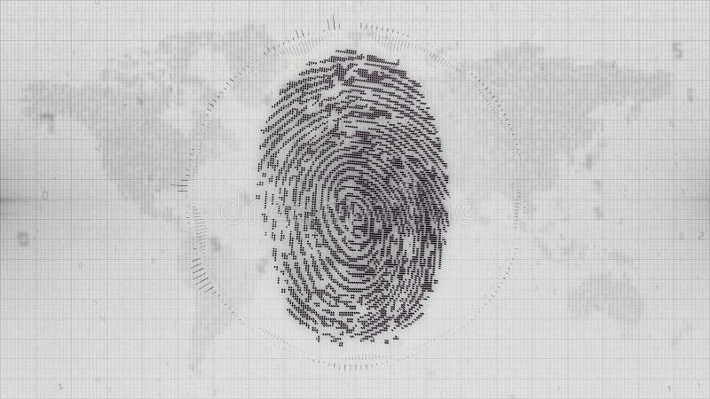 Monochrome Fingerprint Electronic ID on Earth Map Background Stock ...