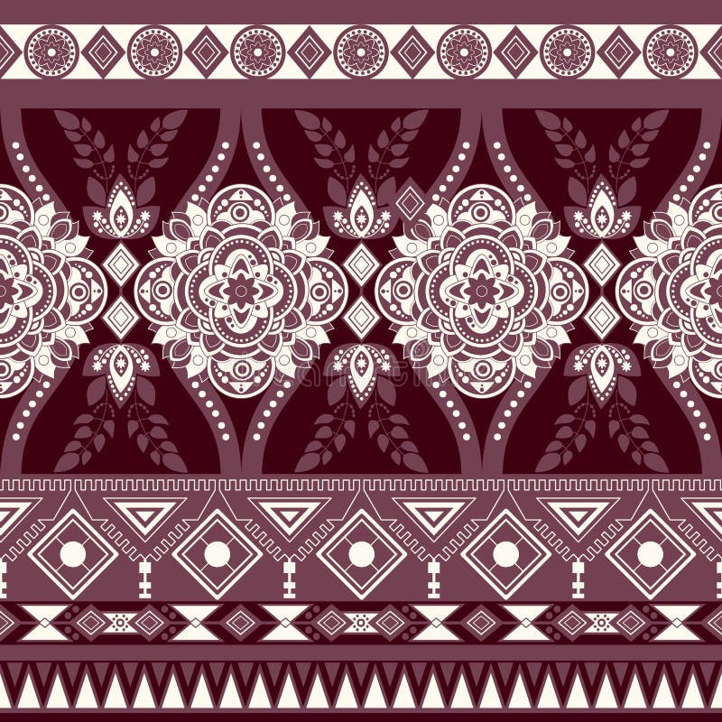 Monochrome Floral Seamless Pattern, Ethnic Ornament. Border Wallpaper ...