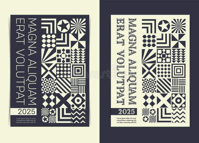 Monochrome Flyer Design Template with Abstract Geometric Patterns ...