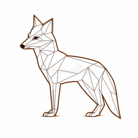 Monochrome Fox in Low Polygraphy: Contour Line Style Illustration Stock ...