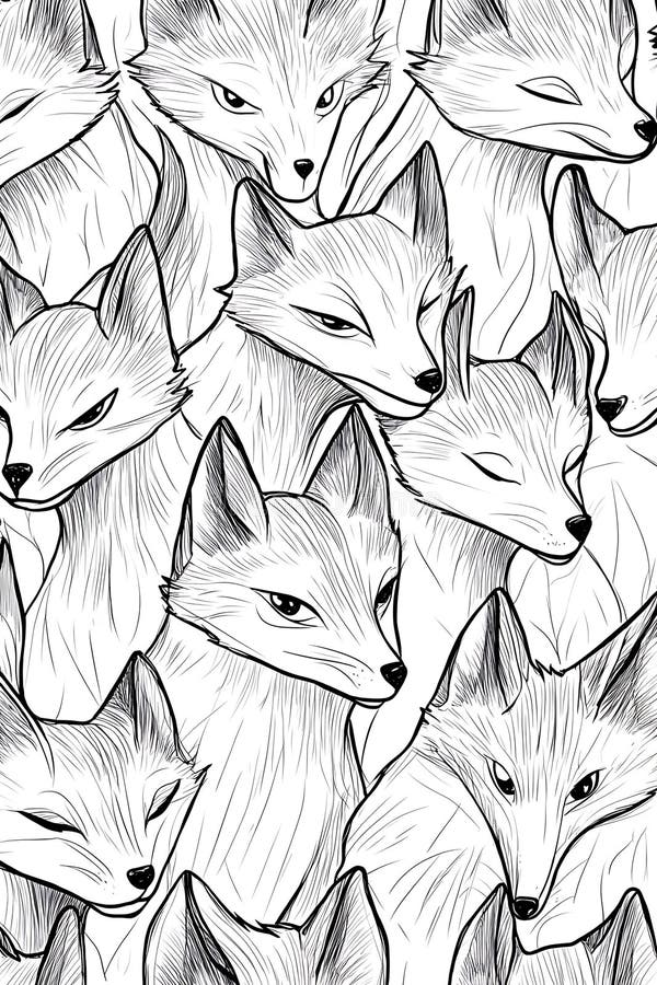 Monochrome fox pattern stock illustration. Illustration of repeat ...