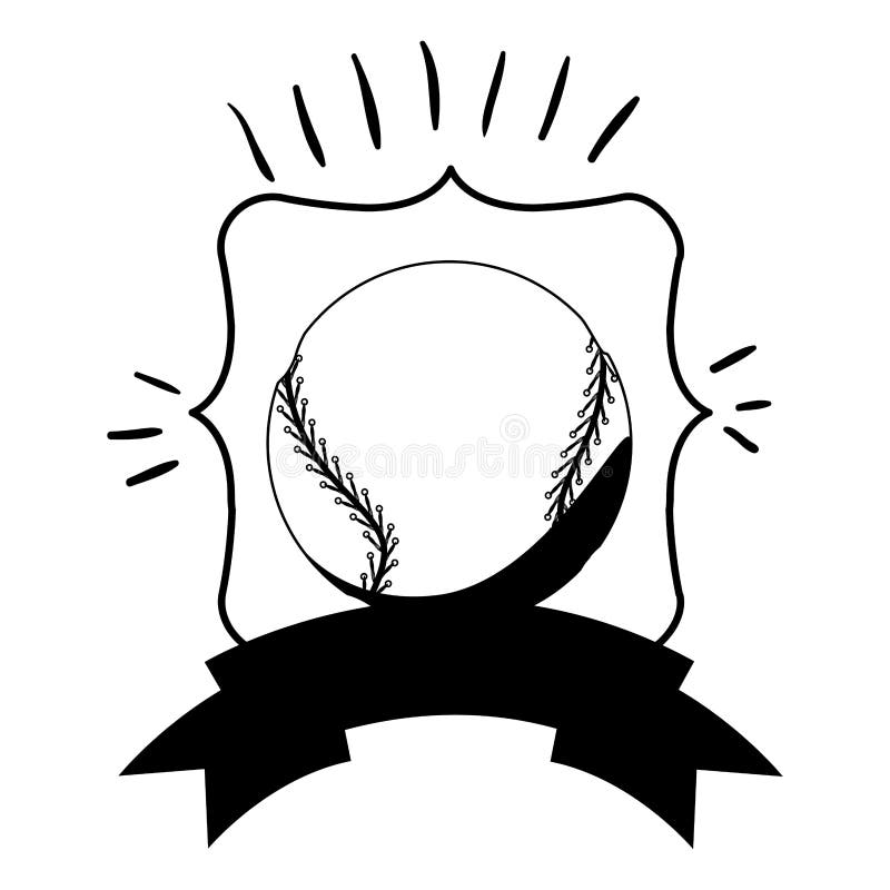 Monochrome Frame with Baseball Ball and Ribbon Stock Vector ...