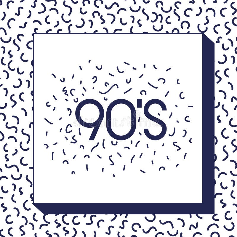 Monochrome Frame with Pattern Ninetys Style and Number 90 Stock Vector ...