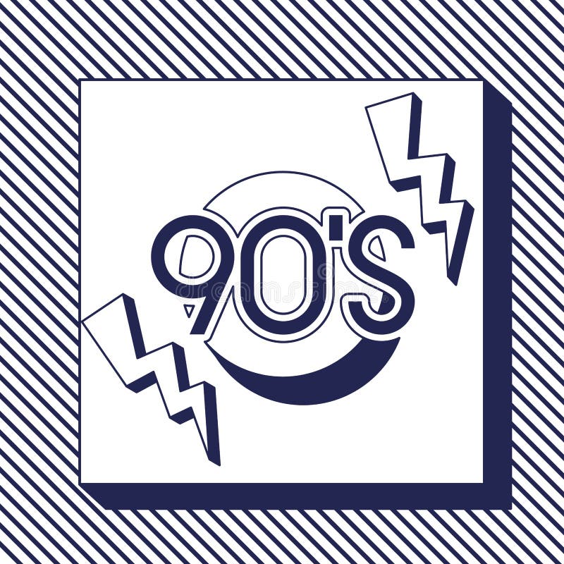 Monochrome Frame with Pattern Ninetys Style and Number 90 Stock Vector ...