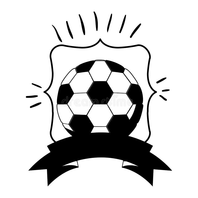 Monochrome Frame with Soccer Ball and Ribbon Stock Vector ...