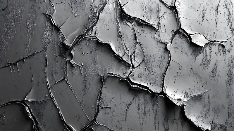 Abstract Monochrome Presents Peeling Paint and a Heavily Cracked ...