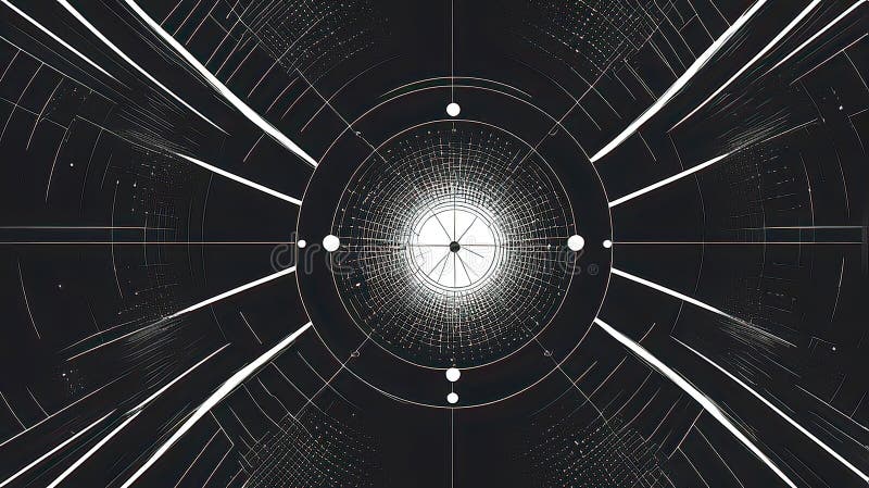 Monochrome Geometric Grid with Circular Alignment Stock Illustration ...