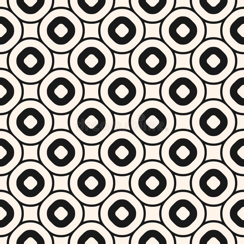 Monochrome Geometric Seamless Pattern with Circles, Rings, Rounded ...