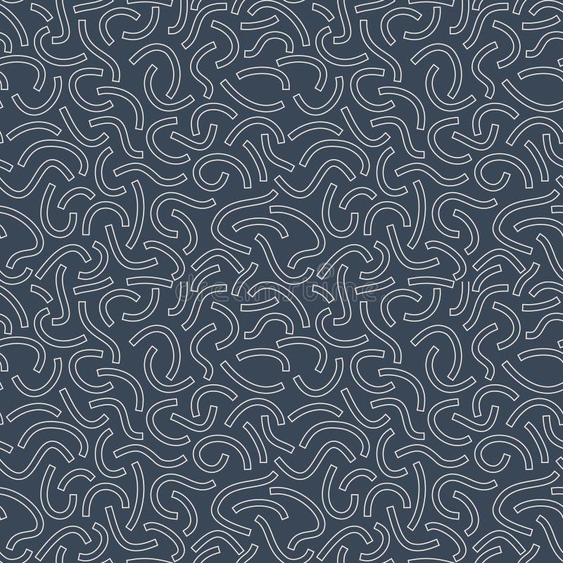 Monochrome Geometric Seamless Pattern. White Outline Curved Lines Stock ...