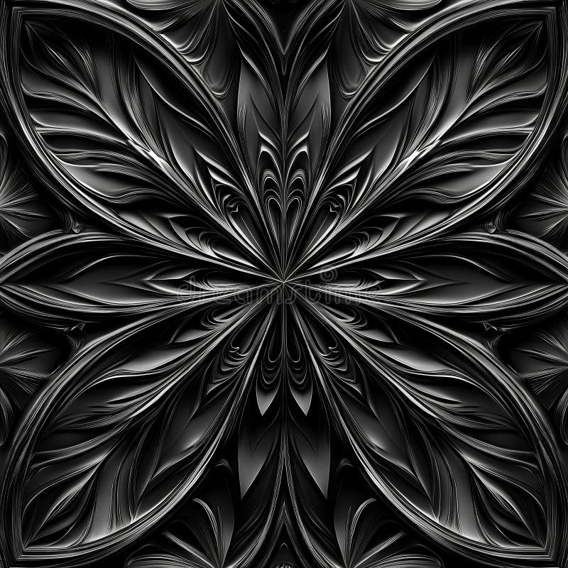 Monochrome Gothic Abstract Texture with Petal Symmetry. Dark Leaf ...