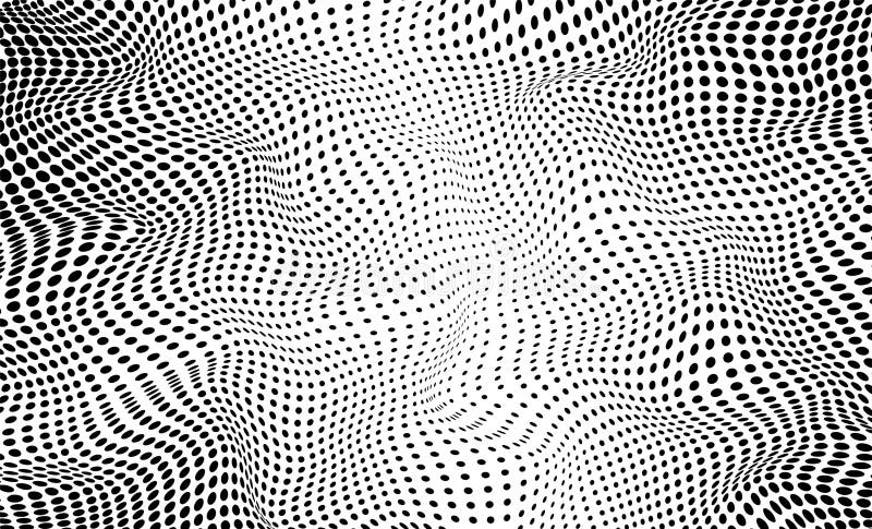 Monochrome Gradient Background. Wavy Halftone Optical Effect. Abstract ...