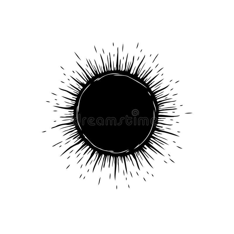 Monochrome Graphic Illustration of a Central Disc with Radiating ...