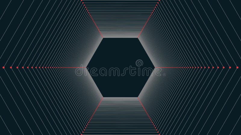 Abstract Black And White Rectangular Grid With Striking Red Hexagonal Pattern Stock Video