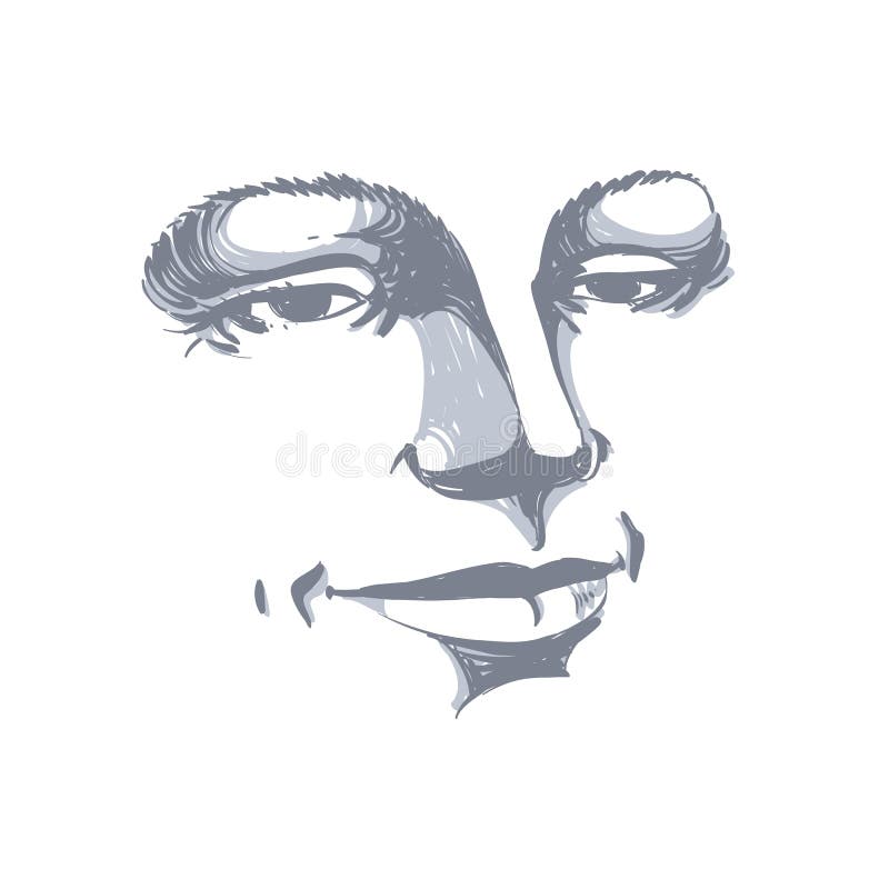 Monochrome Hand-drawn Silhouette of Woman Face, Delicate Feature Stock ...