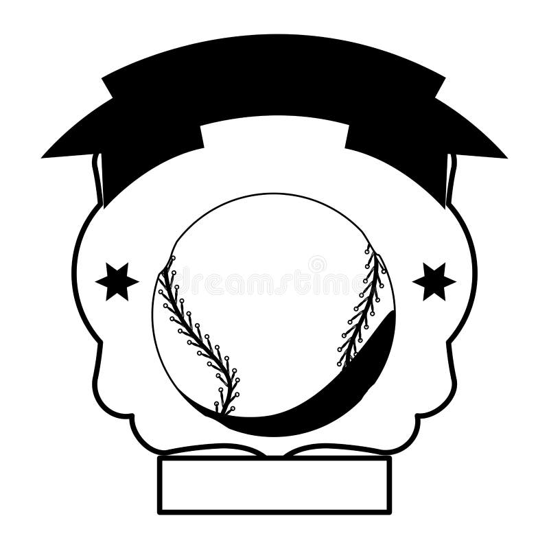 Monochrome Heraldic with Baseball Ball and Ribbon Top Side Stock Vector ...